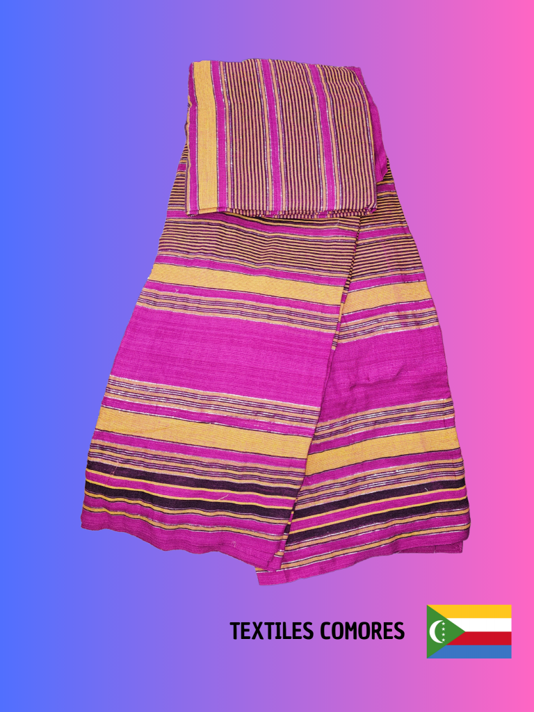 Sahari traditionnel rose + chale - Textiles Comores - Tissus Comores