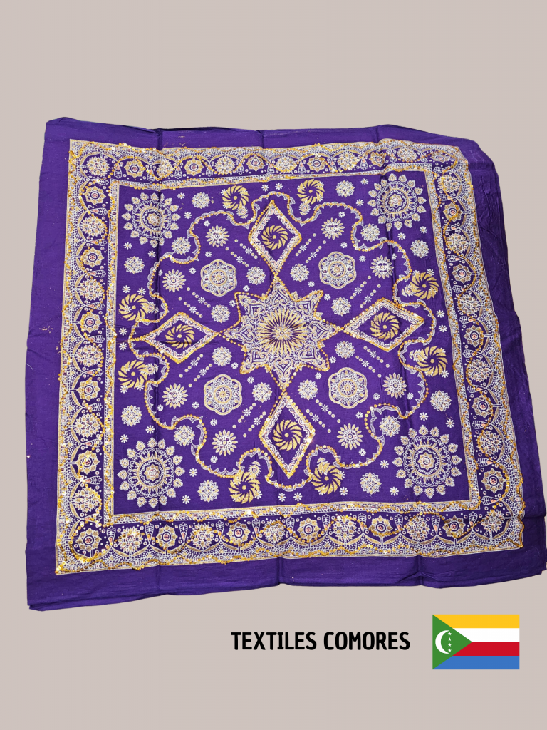 Chiromani motif losange violet - Textiles Comores - Tissus Comores