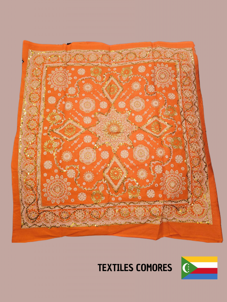 Chiromani motif losange orange - Textiles Comores - Tissus Comores