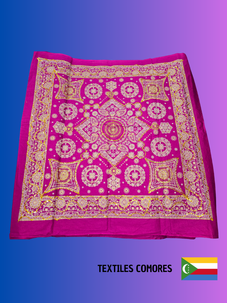 Chiromani motif carre rose - Textiles Comores - Tissus Comores