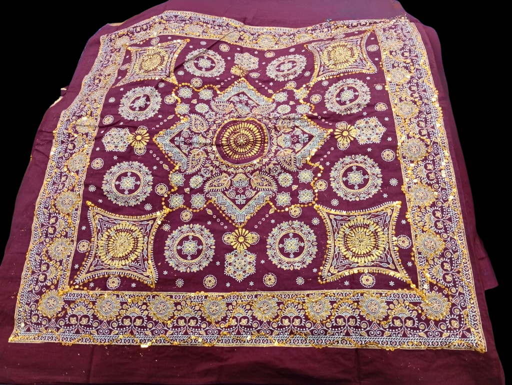 Chiromani motif Carré bordeaux - Textiles Comores - Tissus Comores